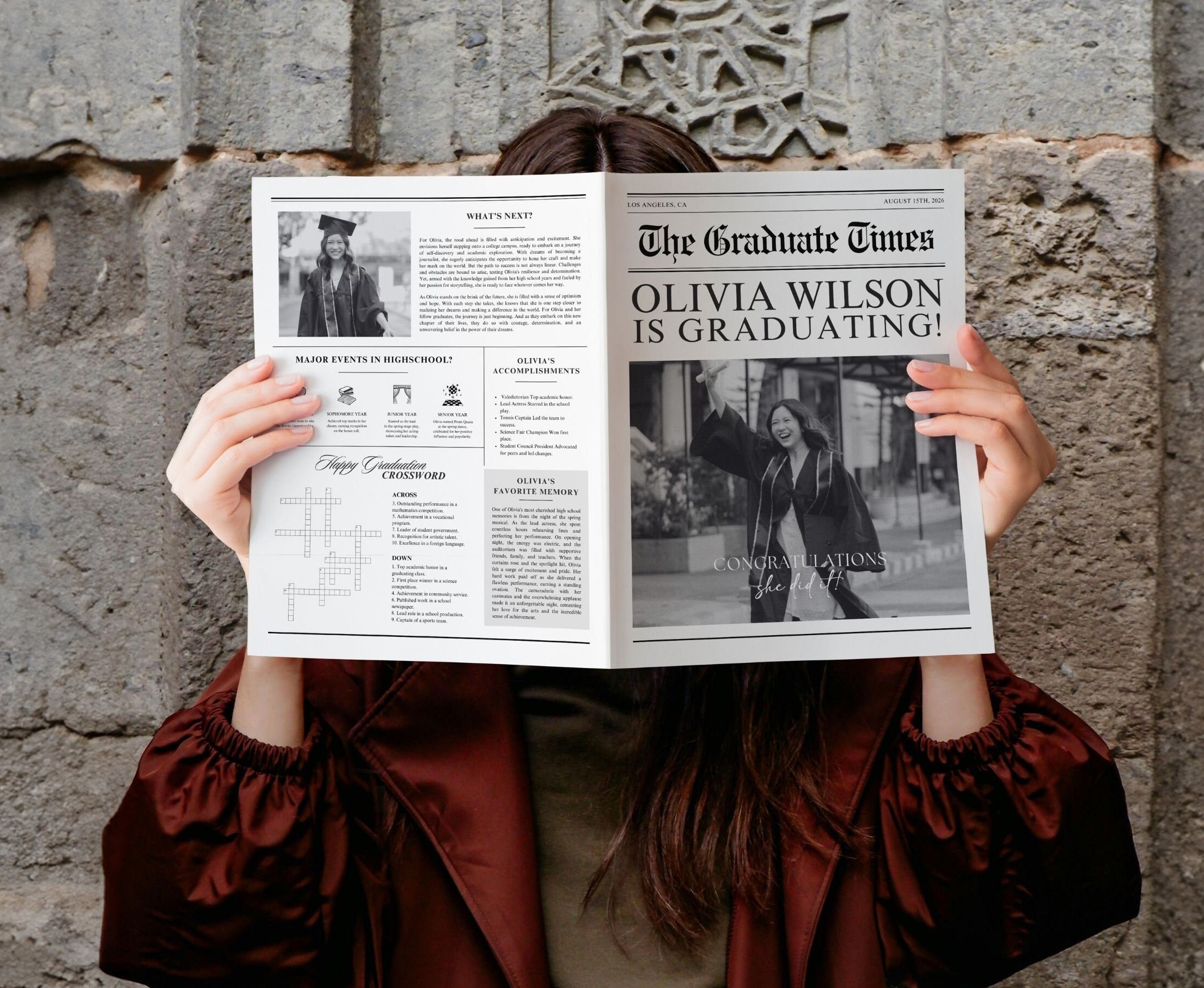 Editable Graduation Newspaper Template: Canva Party Favors (digital ...