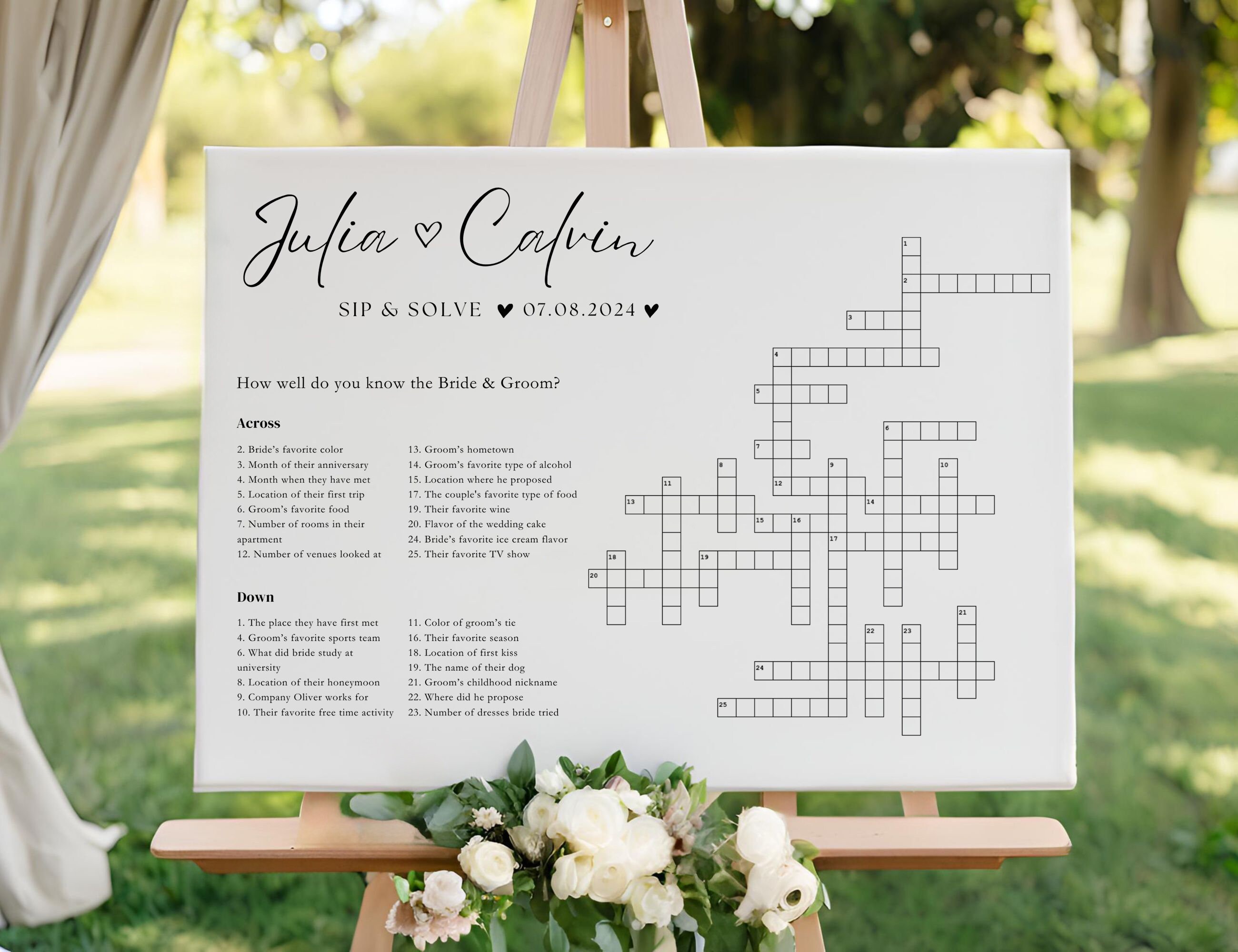 Custom Crossword Puzzle Wedding Template, Sip and Solve Wedding ...