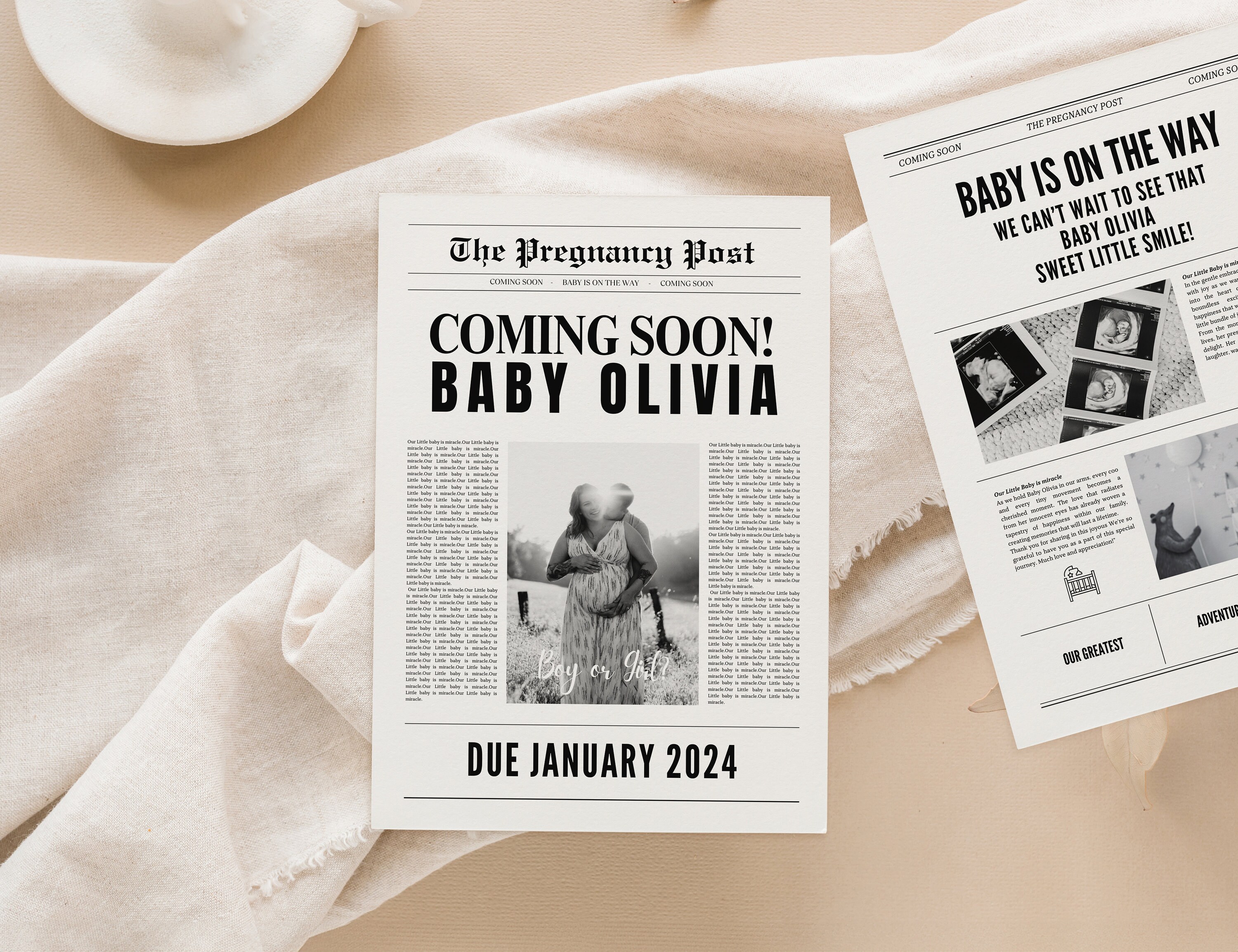 Baby Announcement Newspaper Template, Large Pregnancy Announcement ...