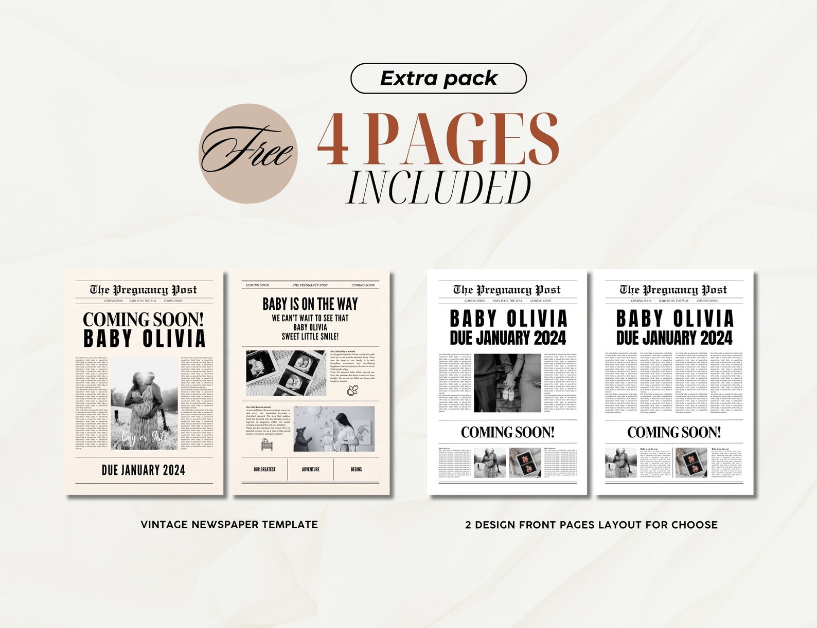 Baby Announcement Newspaper Template, Large Pregnancy Announcement ...
