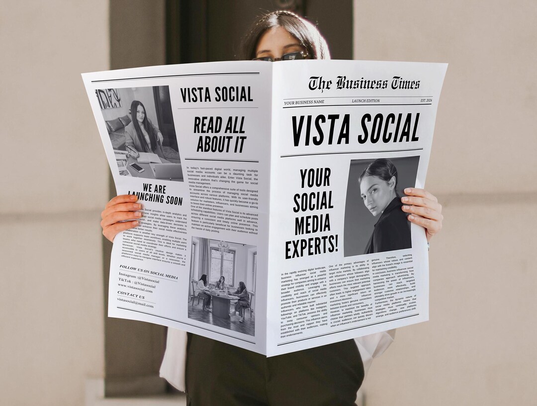 Canva Business Newspaper Template: Editable Announcement (digital ...