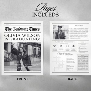 Editable Graduation Newspaper Template: Canva Party Favors (digital ...