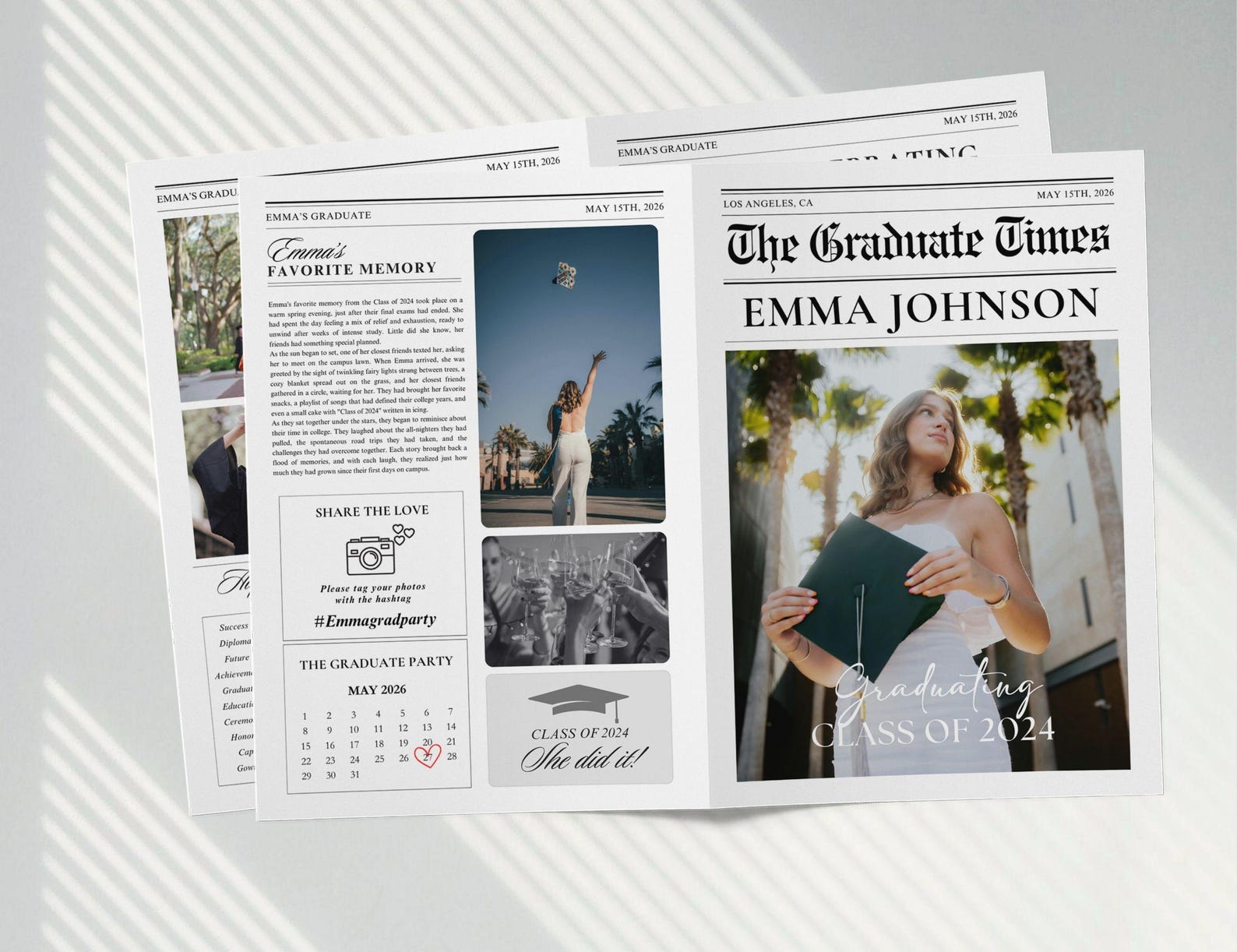 Graduation Newspaper Announcement Template, Editable Canva Senior ...