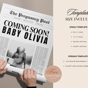 Baby Announcement Newspaper Template, Canva Editable Newspaper,large ...