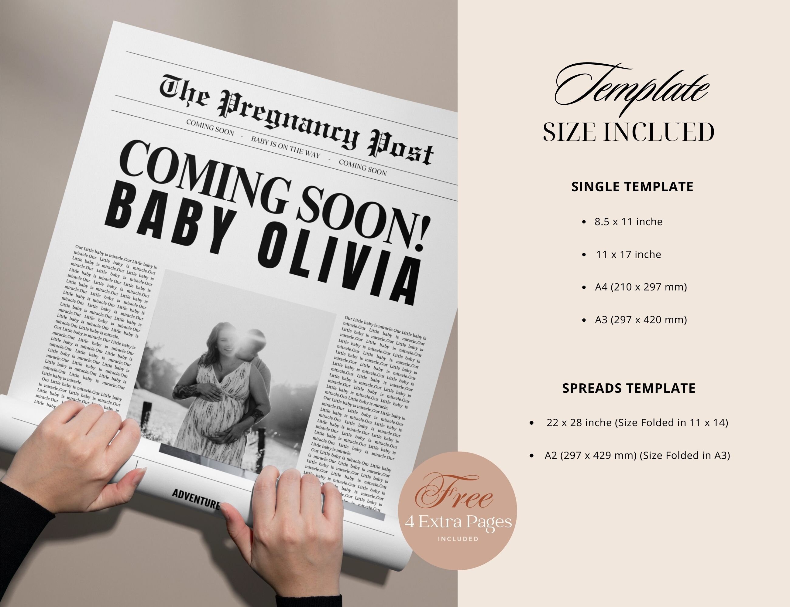 Baby Announcement Newspaper Template, Large Pregnancy Announcement ...