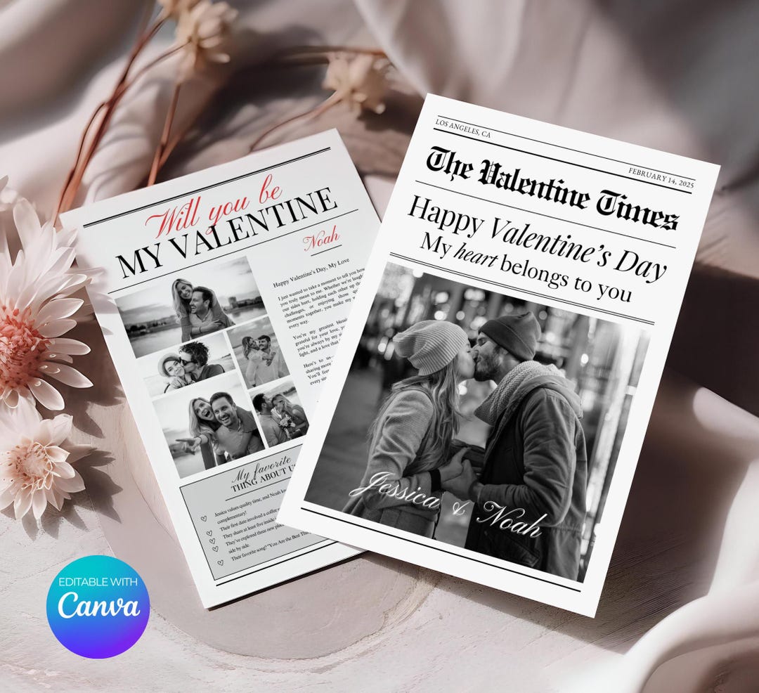 Editable Valentine's Day Newspaper Template (digital Download) - Etsy