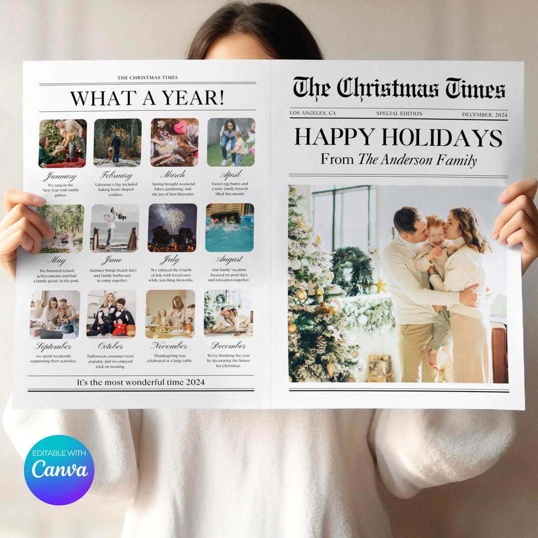 Christmas Family Newsletter Template: Vintage Newspaper Style (canva ...