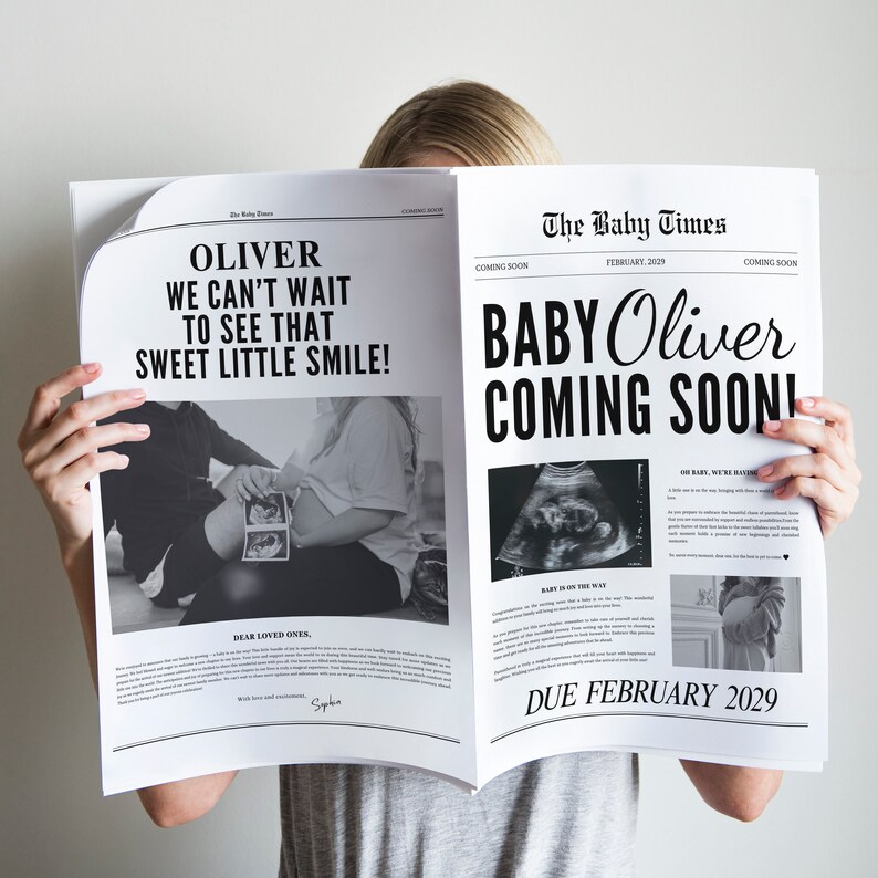 Baby Announcement Newspaper Template, Canva Editable Newspaper ...