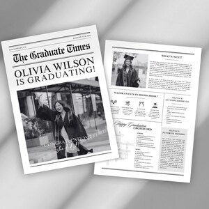 Editable Graduation Newspaper Template: Canva Party Favors (digital ...