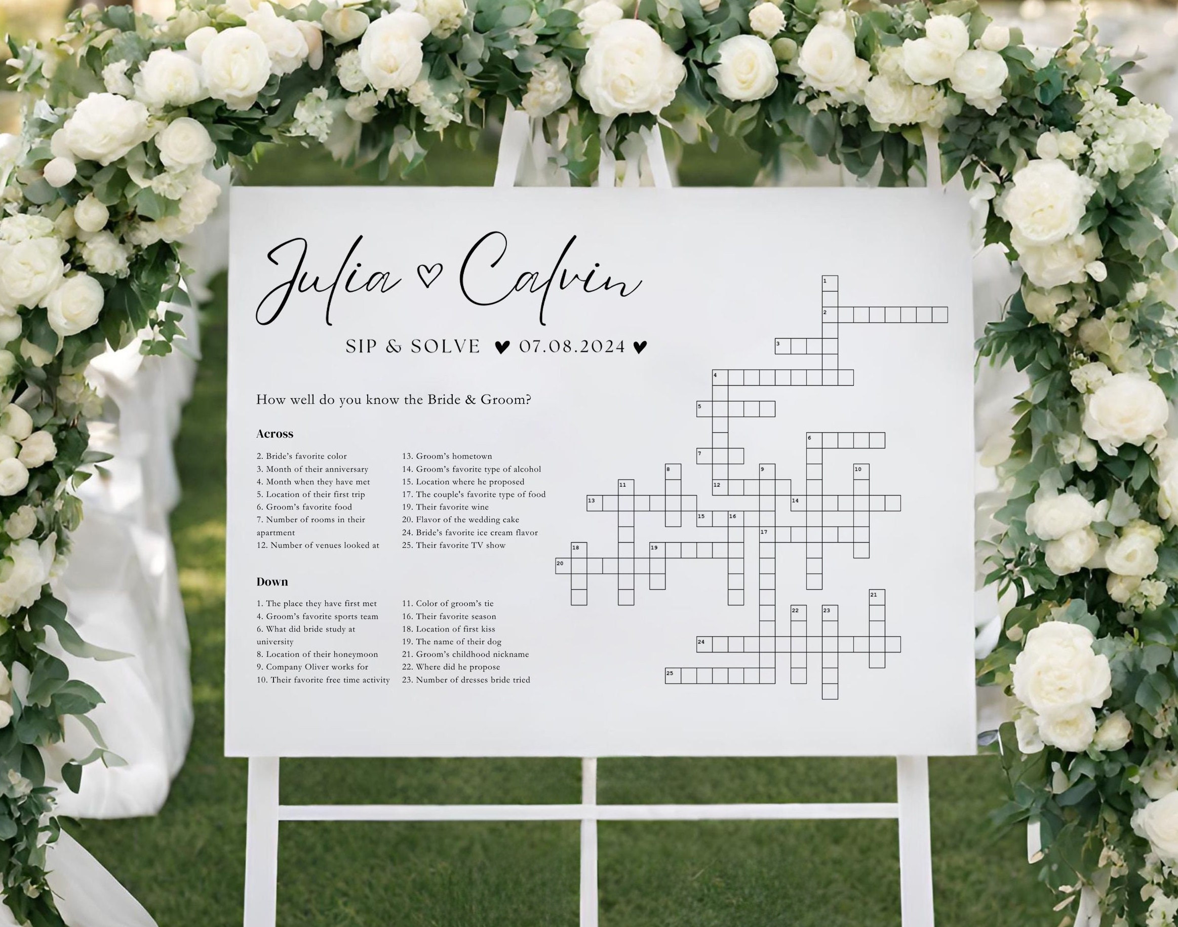 Custom Crossword Puzzle Wedding Template, Sip and Solve Wedding ...