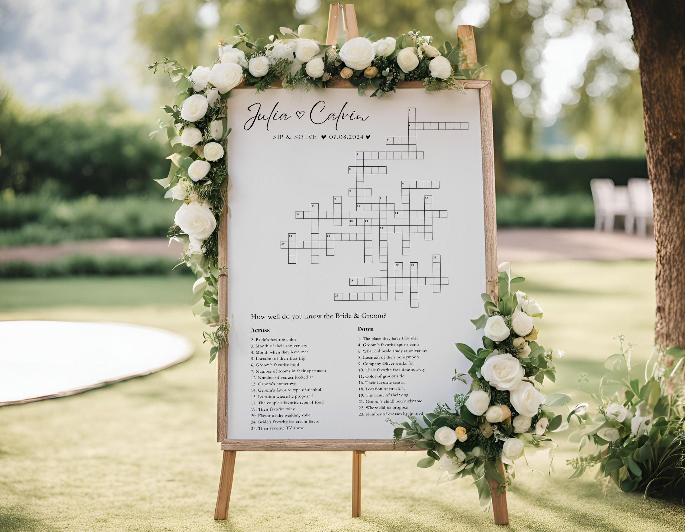 Custom Crossword Puzzle Wedding Template, Sip and Solve Wedding ...