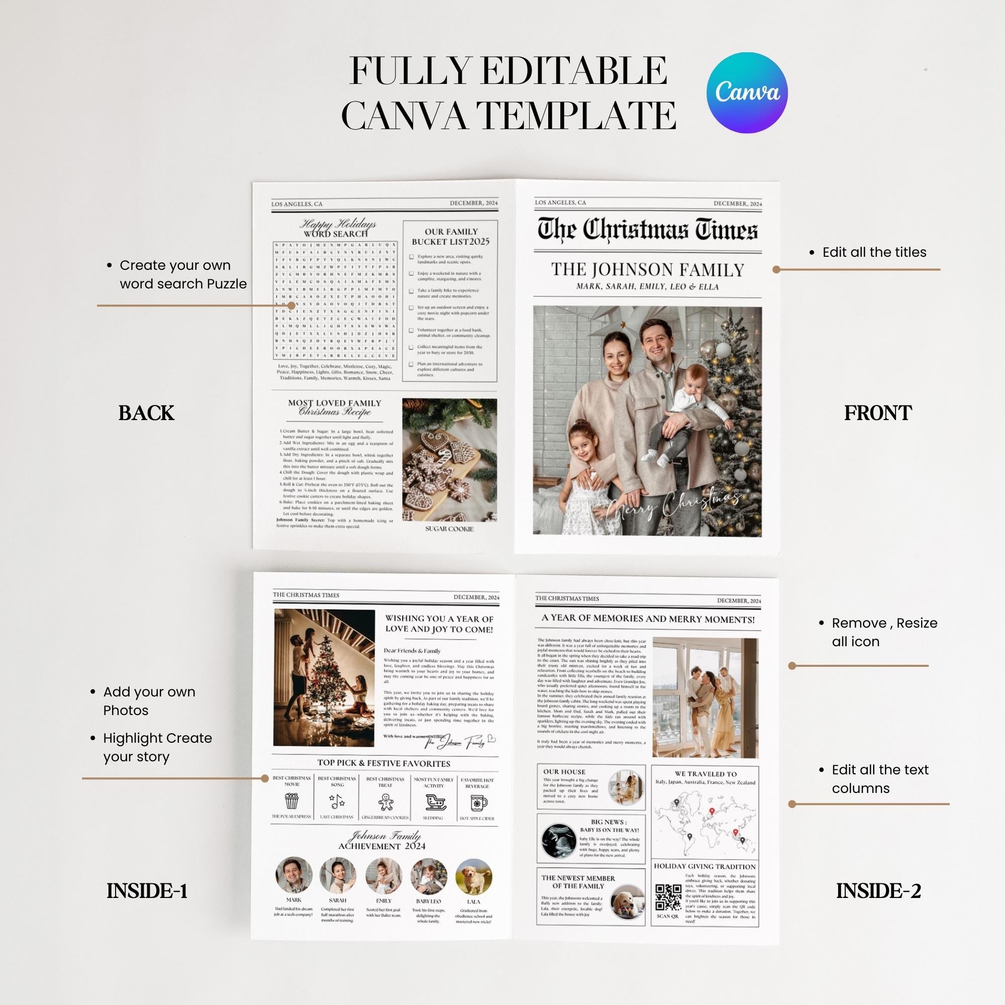 Editable Christmas Newspaper Template: Family Holiday Newsletter ...
