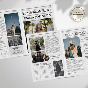 Graduation Newspaper Announcement Template, Editable Canva Senior ...