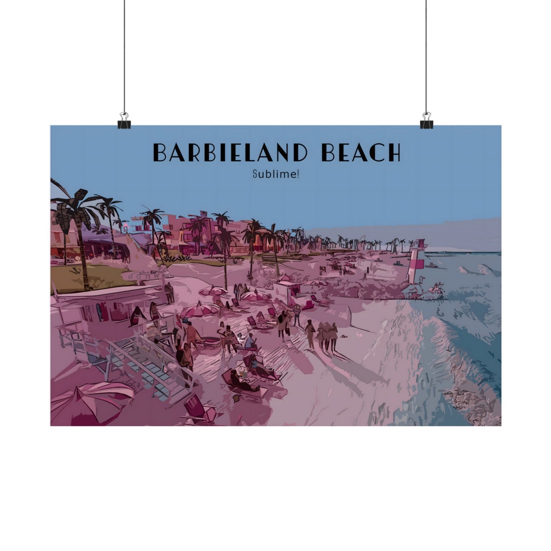 Barbie Pink Beach Poster, Barbieland Beach Art - Etsy
