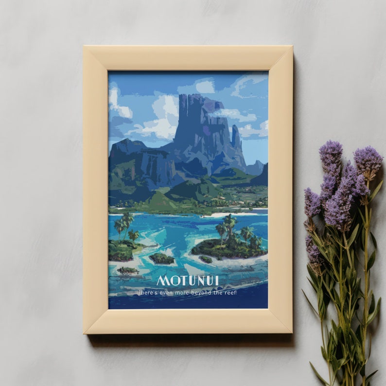 Tropical Island Travel Poster, Island Art, Motunui Art Poster, Moana ...