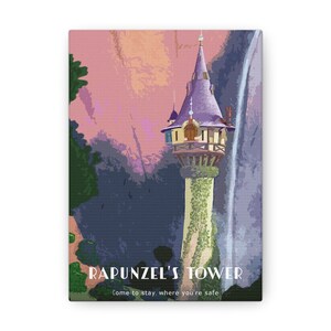 Fantasy Travel Art Canvas, Rapunzel's Tower Art Print, Fairytale Canvas ...