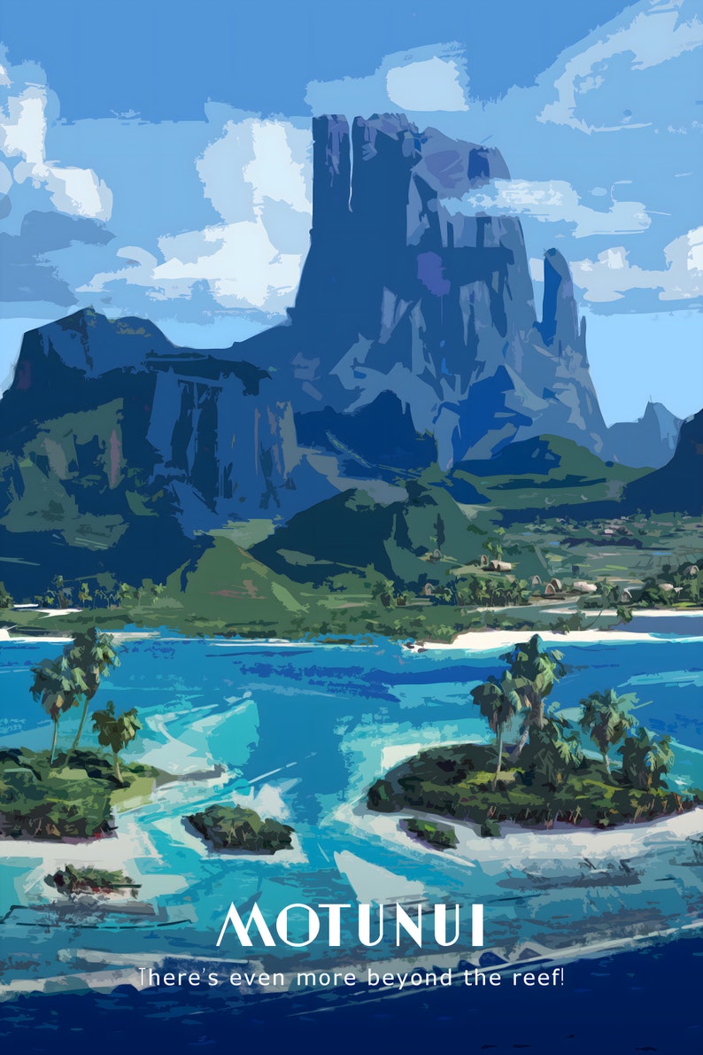 Tropical Island Travel Poster Digital Print, Island Art, Motunui ...