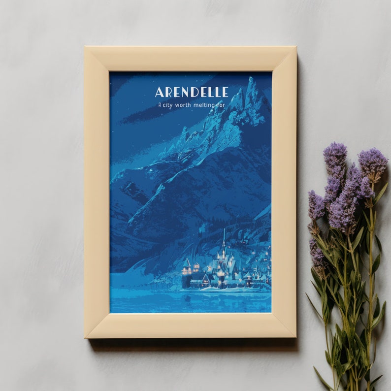 Night Landscape Travel Poster, Fantasy Art Print, Arendelle Poster ...
