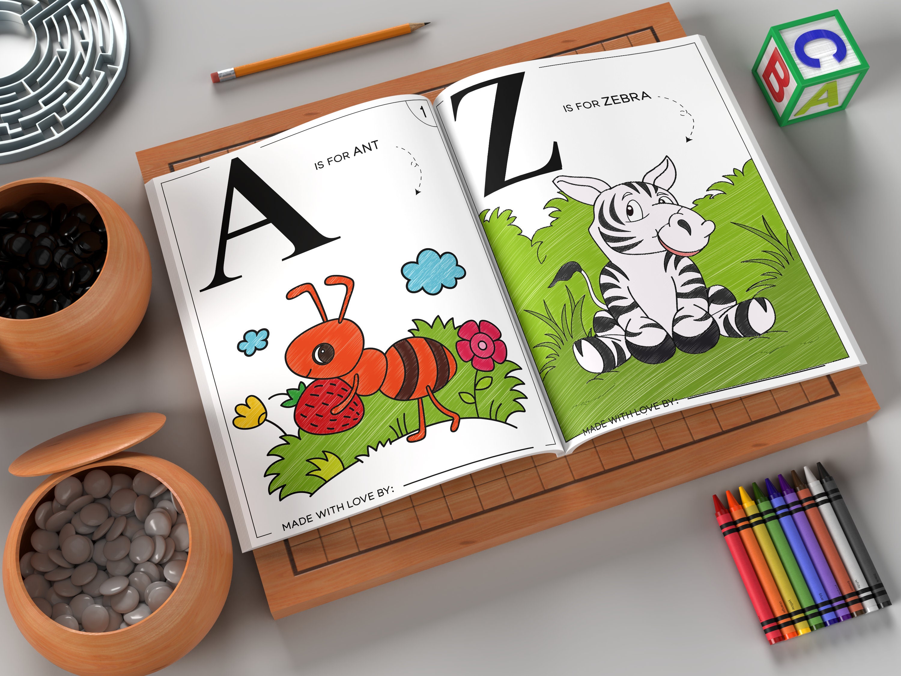 ABC Baby Shower Coloring Book, Animal Alphabet Coloring Pages, Baby ...