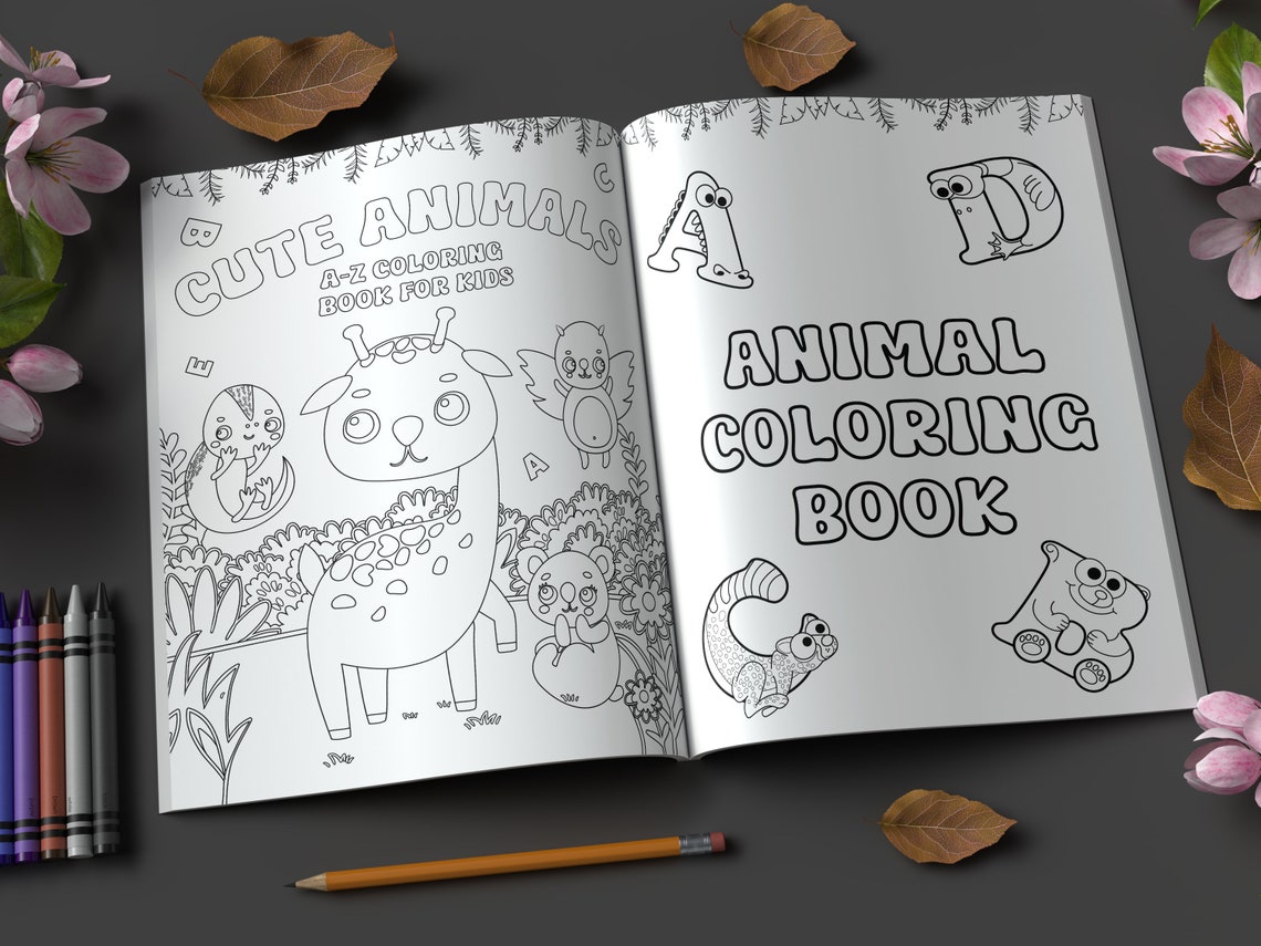 ABC Baby Shower Coloring Book, Animal Alphabet Coloring Pages, Baby ...