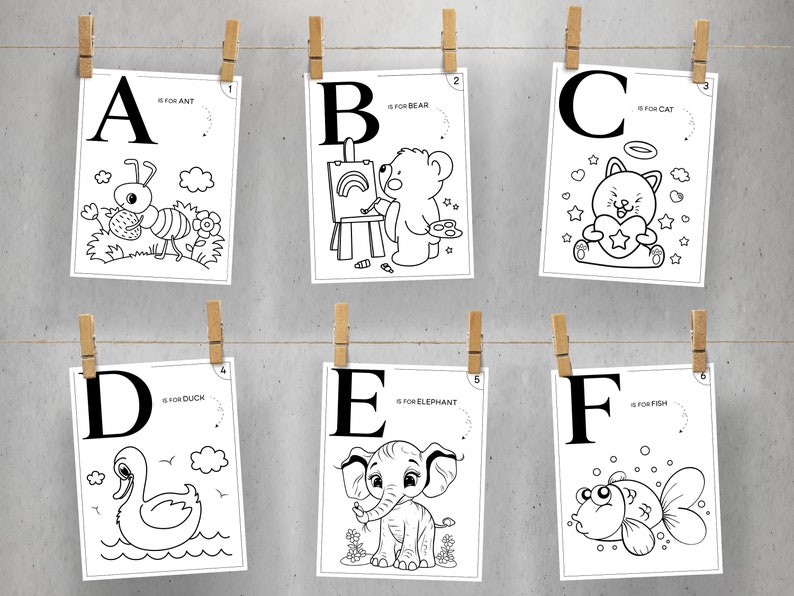 ABC Baby Shower Coloring Book, Animal Alphabet Coloring Pages, Baby ...