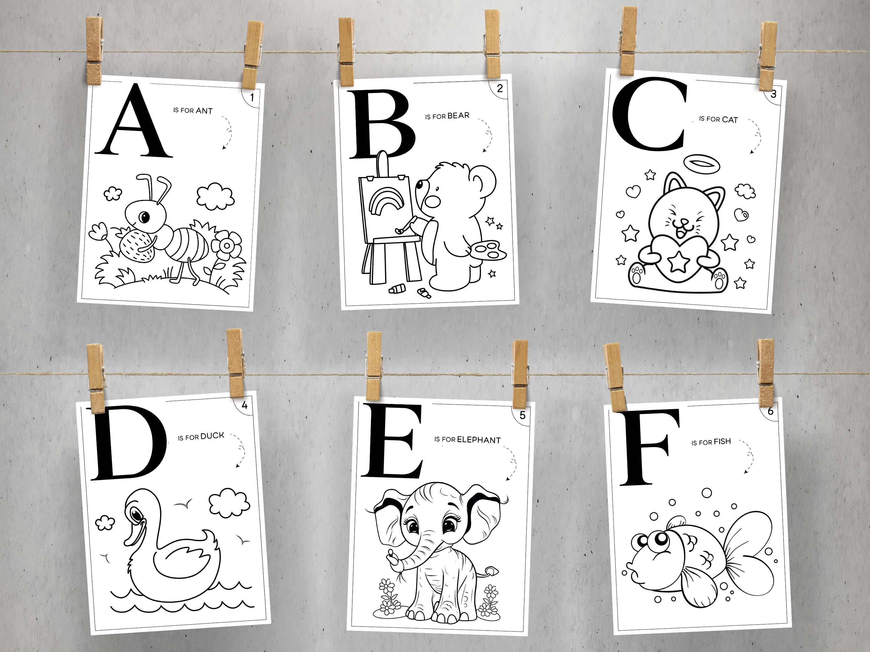 ABC Baby Shower Coloring Book, Animal Alphabet Coloring Pages, Baby ...