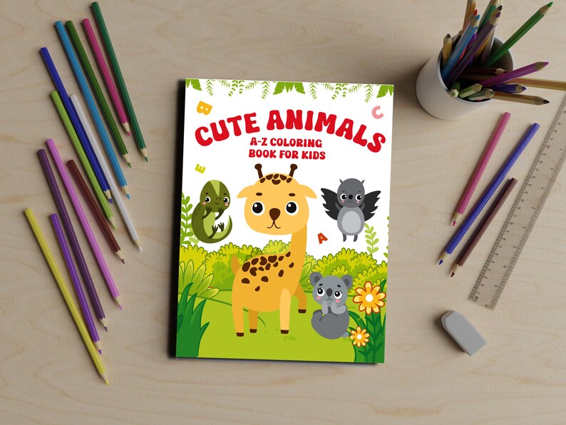 ABC Baby Shower Coloring Book, Animal Alphabet Coloring Pages, Baby ...