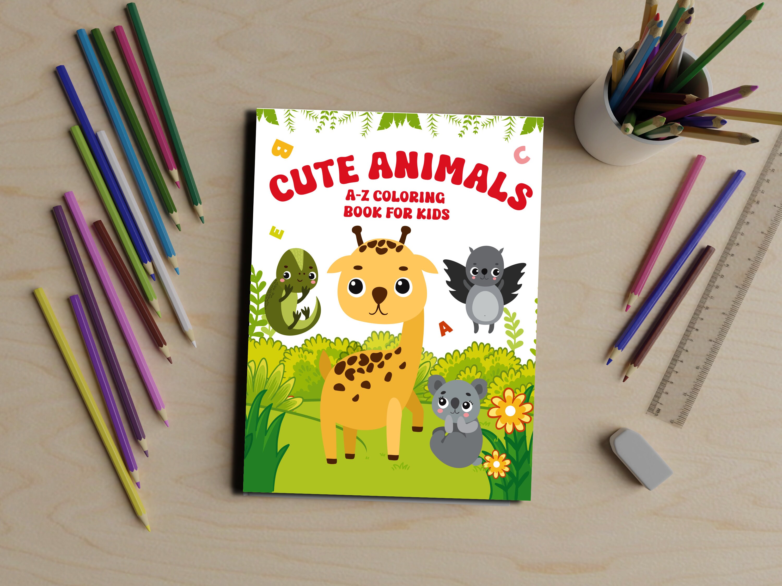 ABC Baby Shower Coloring Book, Animal Alphabet Coloring Pages, Baby ...