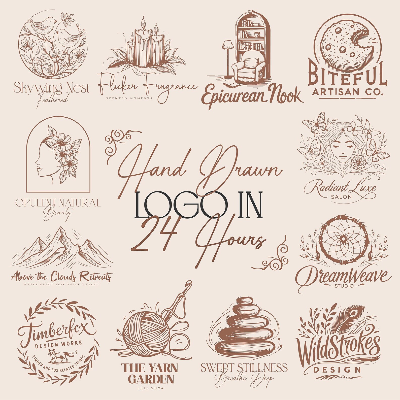 Custom Hand Drawn Logo Design, Custom Logo for Business, Handdrawn Logo ...