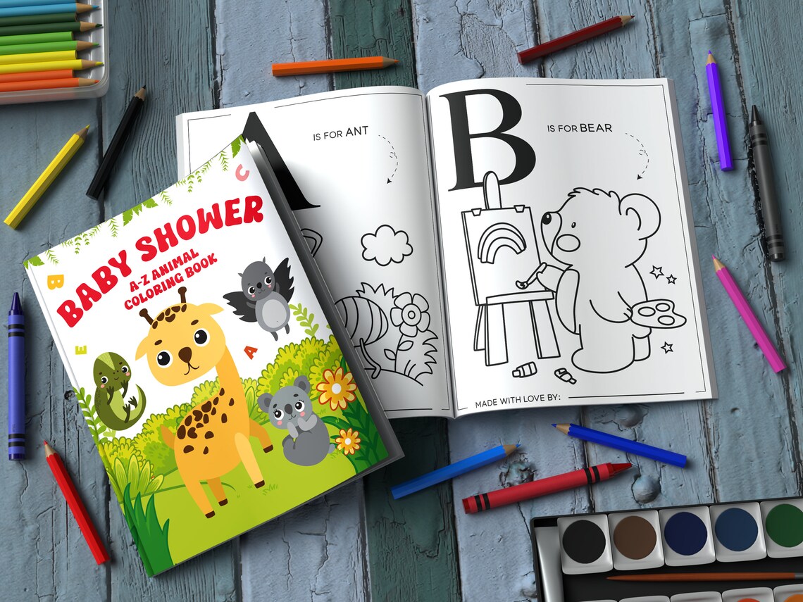 ABC Baby Shower Coloring Book , Animal Alphabet Coloring Pages , Baby ...