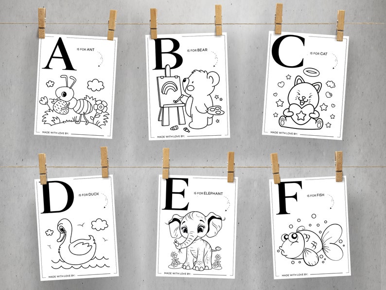 ABC Baby Shower Coloring Book , Animal Alphabet Coloring Pages , Baby ...