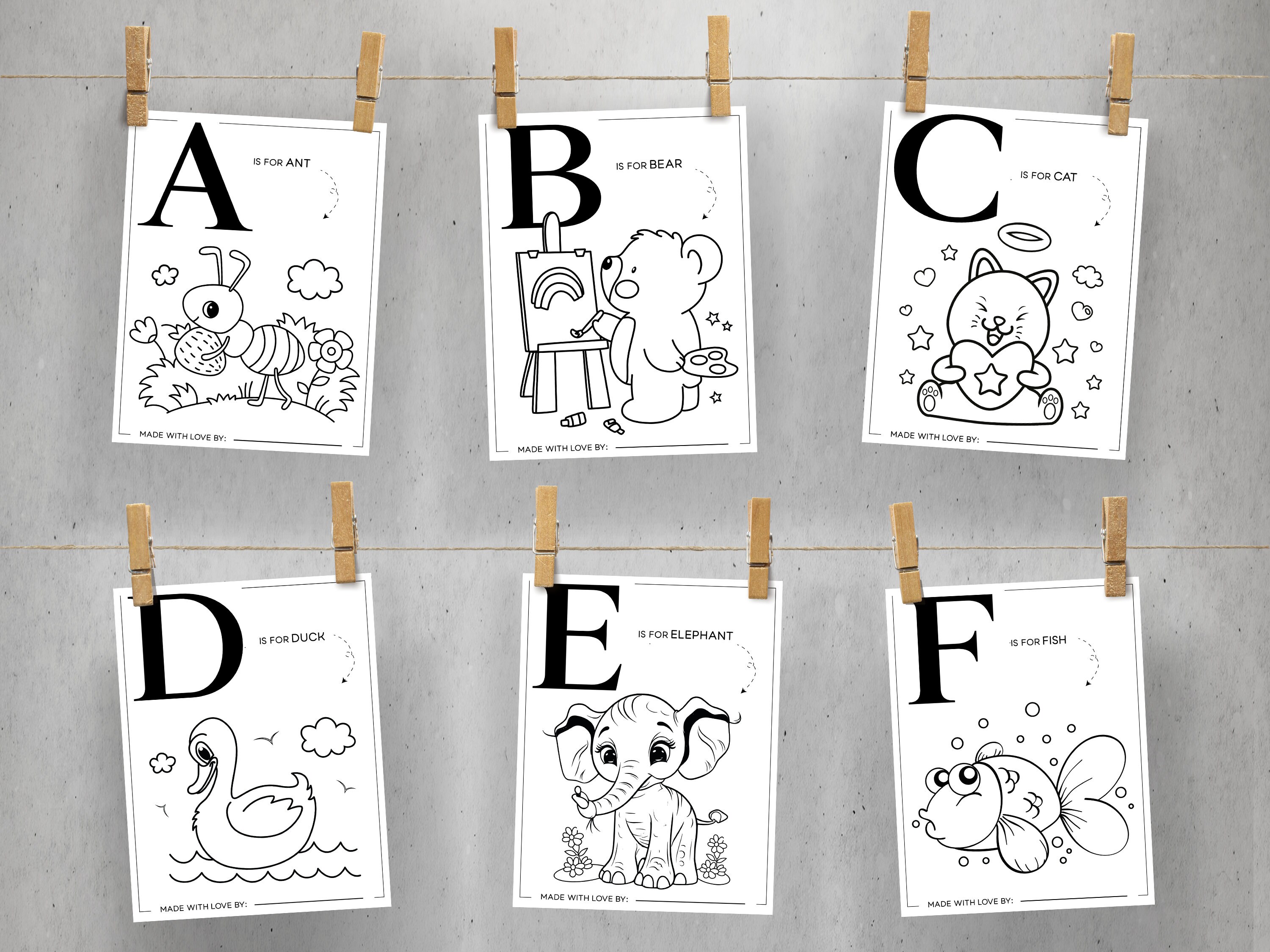 ABC Baby Shower Coloring Book , Animal Alphabet Coloring Pages , Baby ...