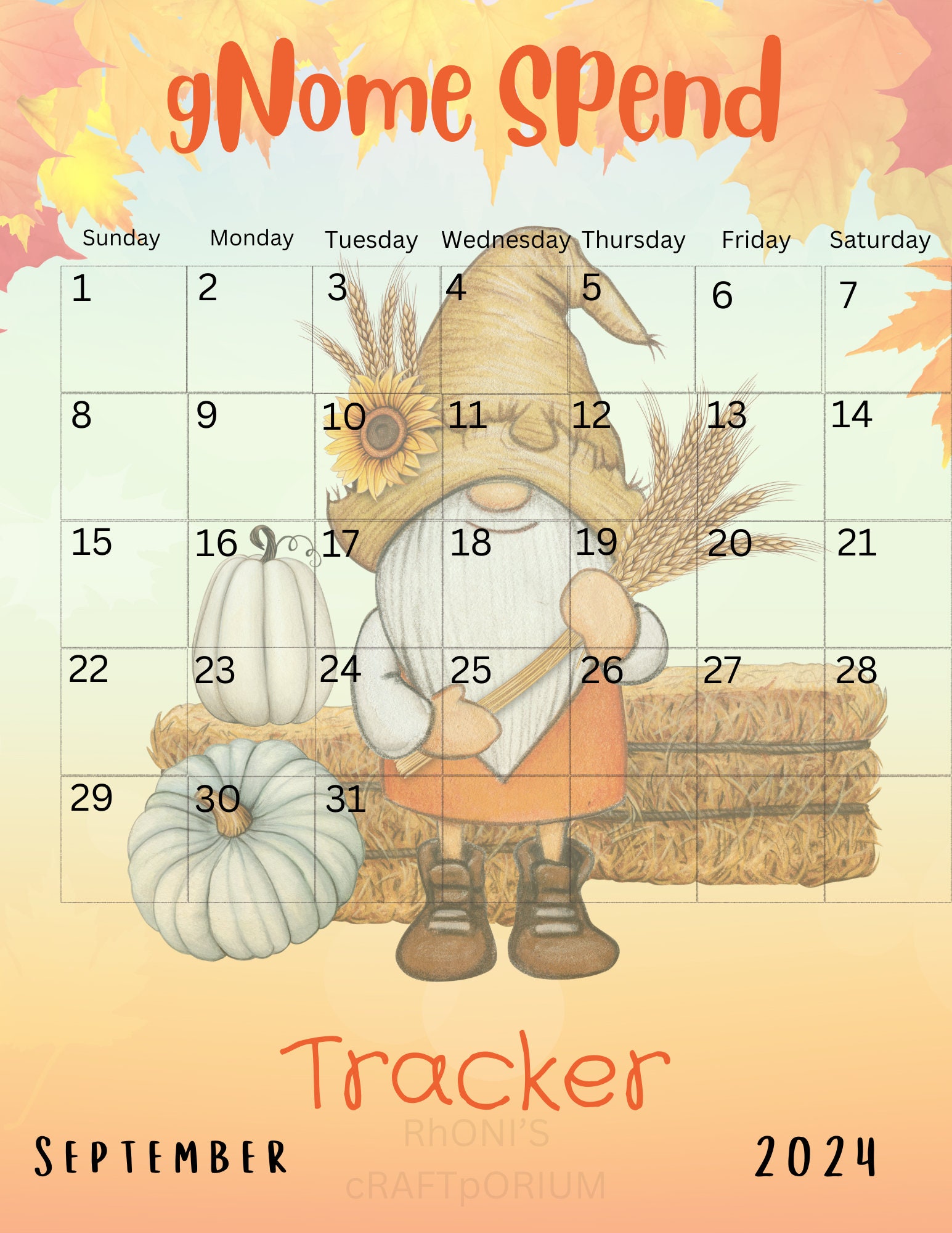 2024 Gnome Spend Tracker, Savings Tracker, Cash Stuffing, Gnomes - Etsy ...