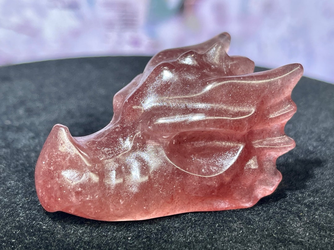 2.3 Natural Strawberry Quartz Dragon,quartz Crystal Skull, Hand Carved ...