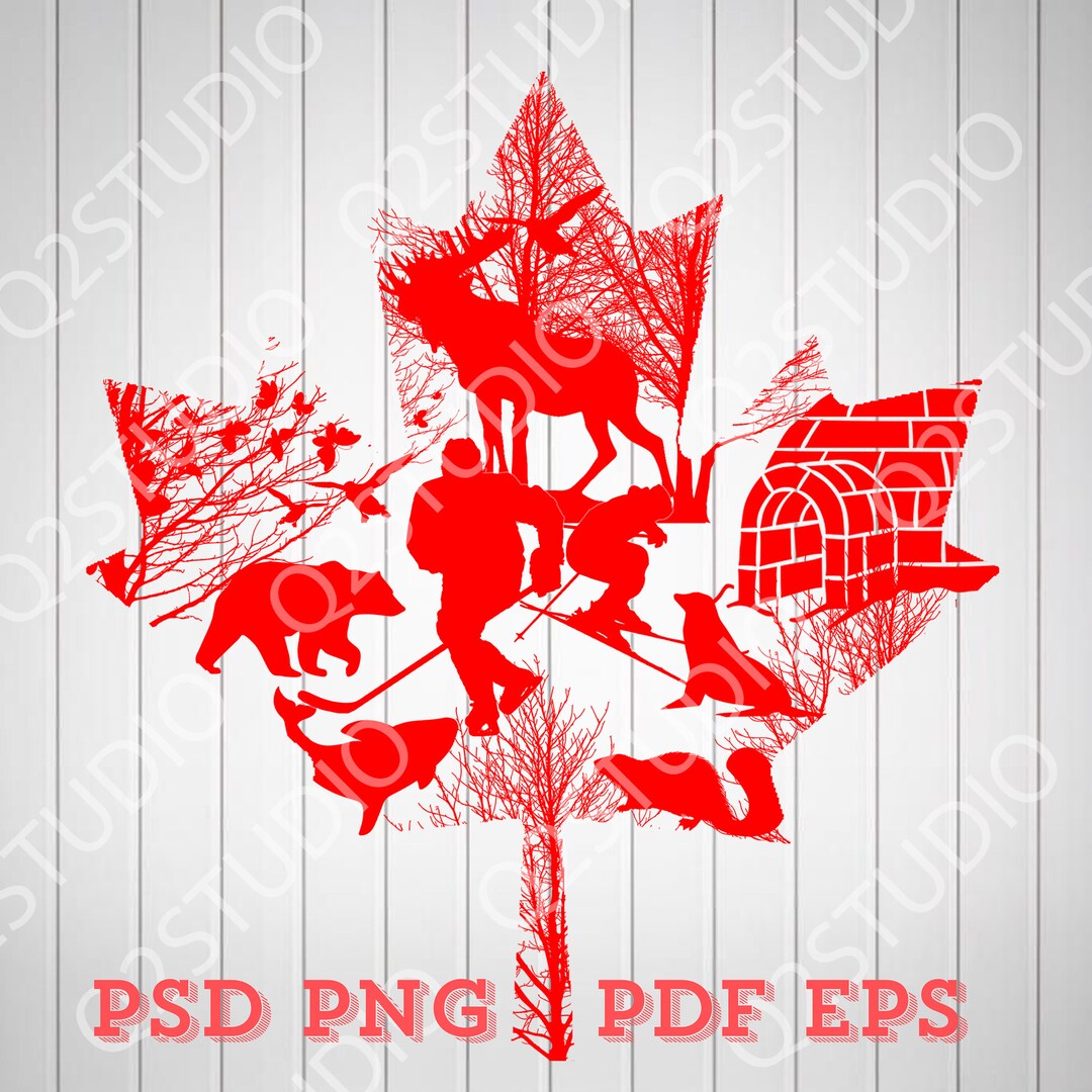 Canada Maple Leaf, Clip Art PSD, PNG, DXF, Pdf, Digital File, Digital ...