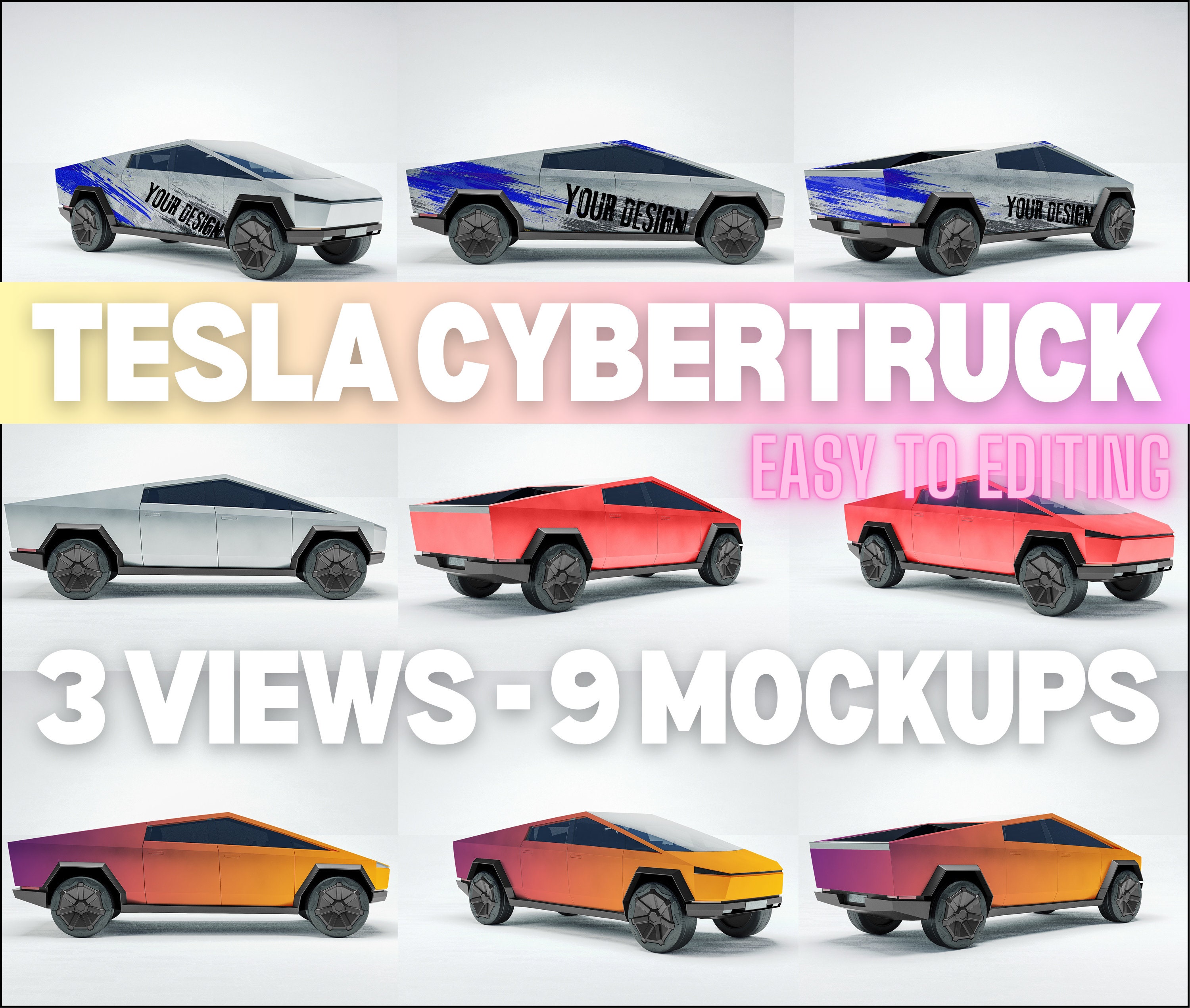 Tesla Cybertruck Mockup for Your Design I Car Decal Mockup I Mockup ...