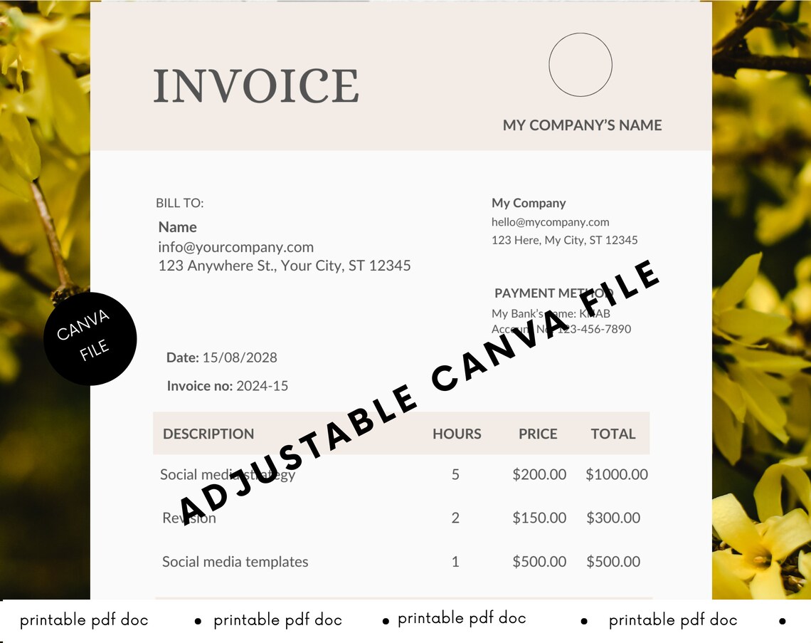 Invoice Template, Canva Template, Invoice, Business Invoice, Small ...