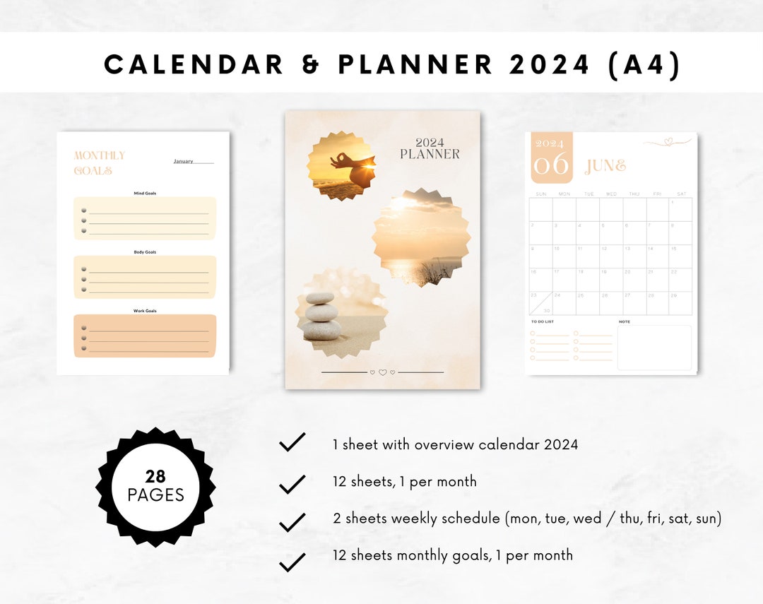 2024 Calendar Printable, Printable Planner, 2024 Planner Monthly ...