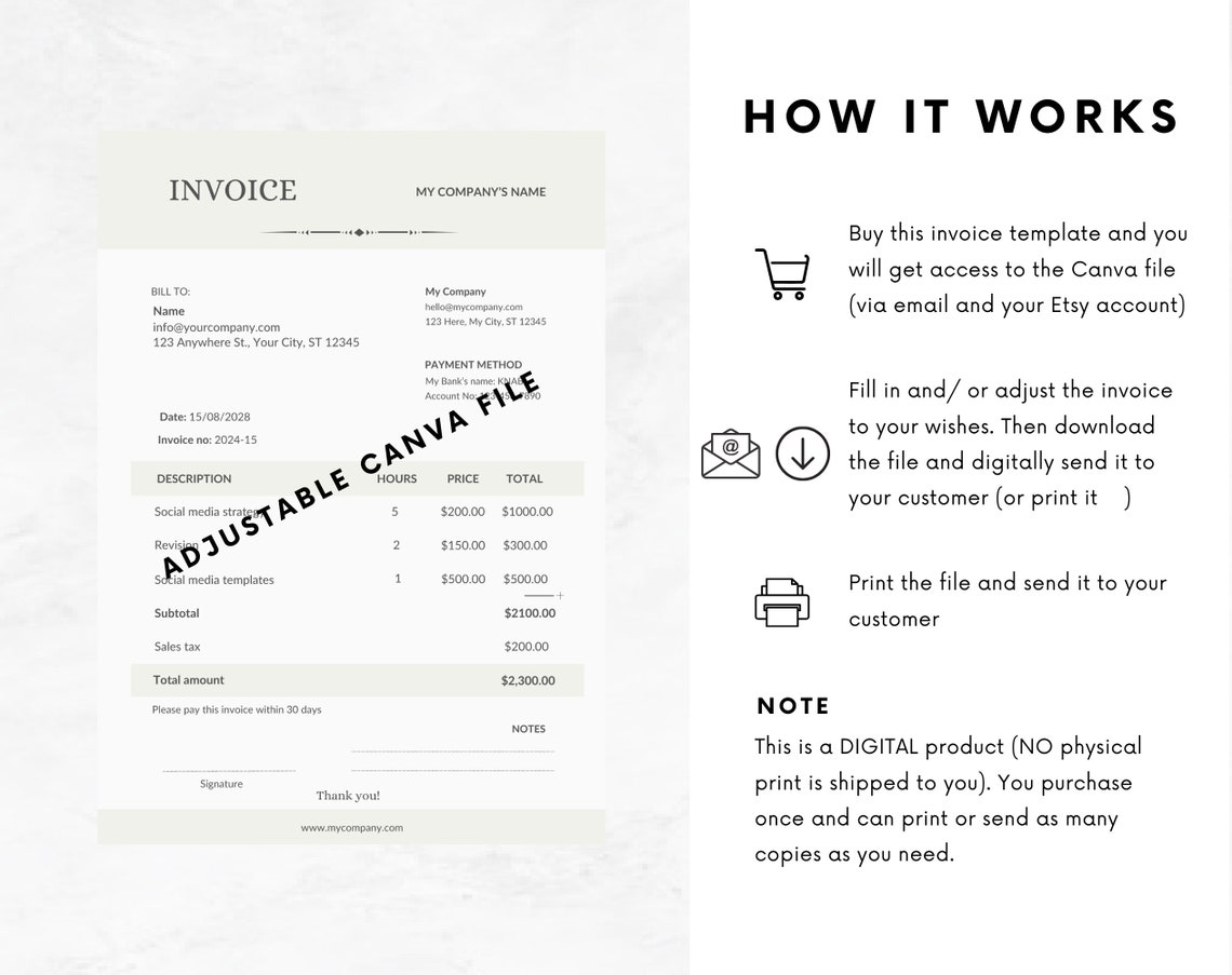 Invoice Template, Canva Template, Invoice, Business Invoice, Small ...