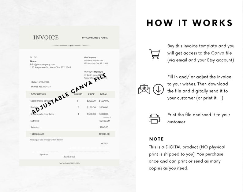 Invoice Template, Canva Template, Invoice, Business Invoice, Small ...