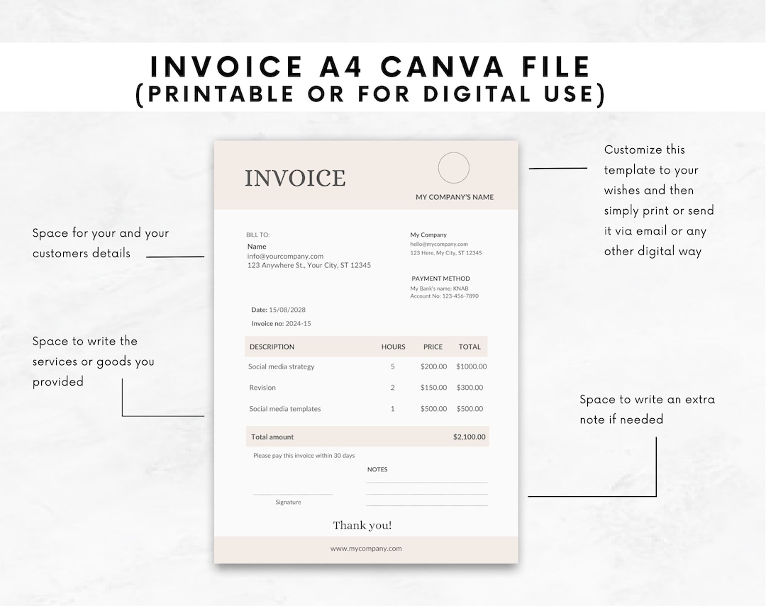 Invoice Template, Canva Template, Invoice, Business Invoice, Small ...