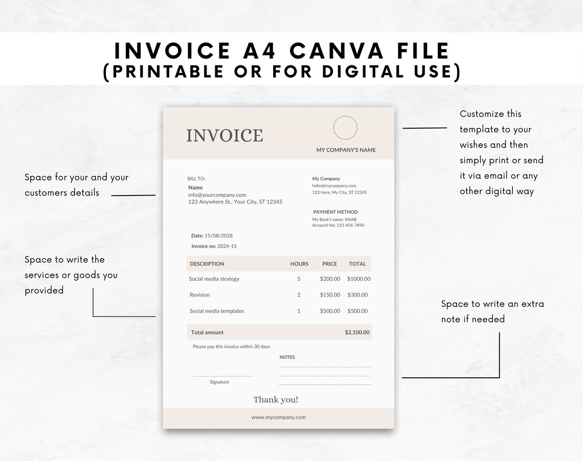 Invoice Template, Canva Template, Invoice, Business Invoice, Small ...