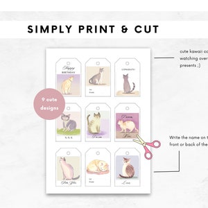 Kawaii Gift Tags Printable | Gift Tags Download | Cute Gift Tags | Cat ...