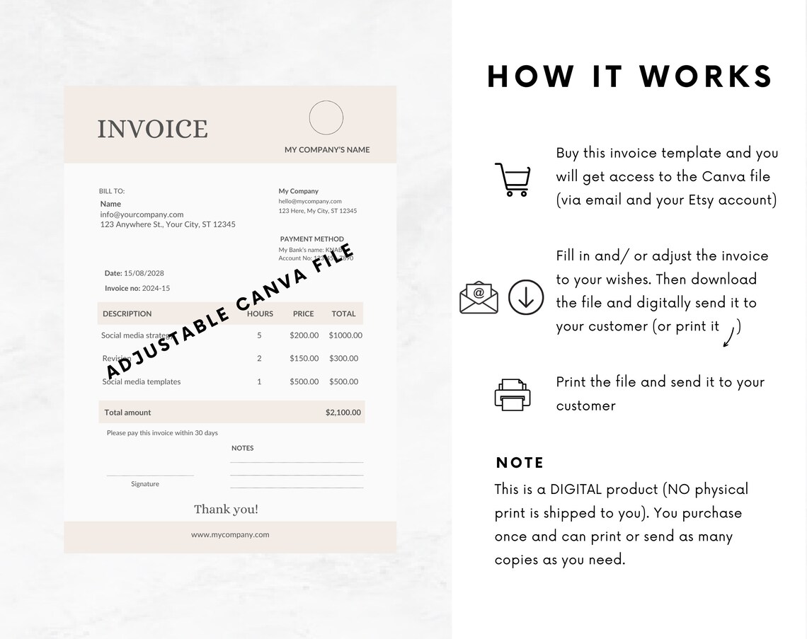 Invoice Template, Canva Template, Invoice, Business Invoice, Small ...