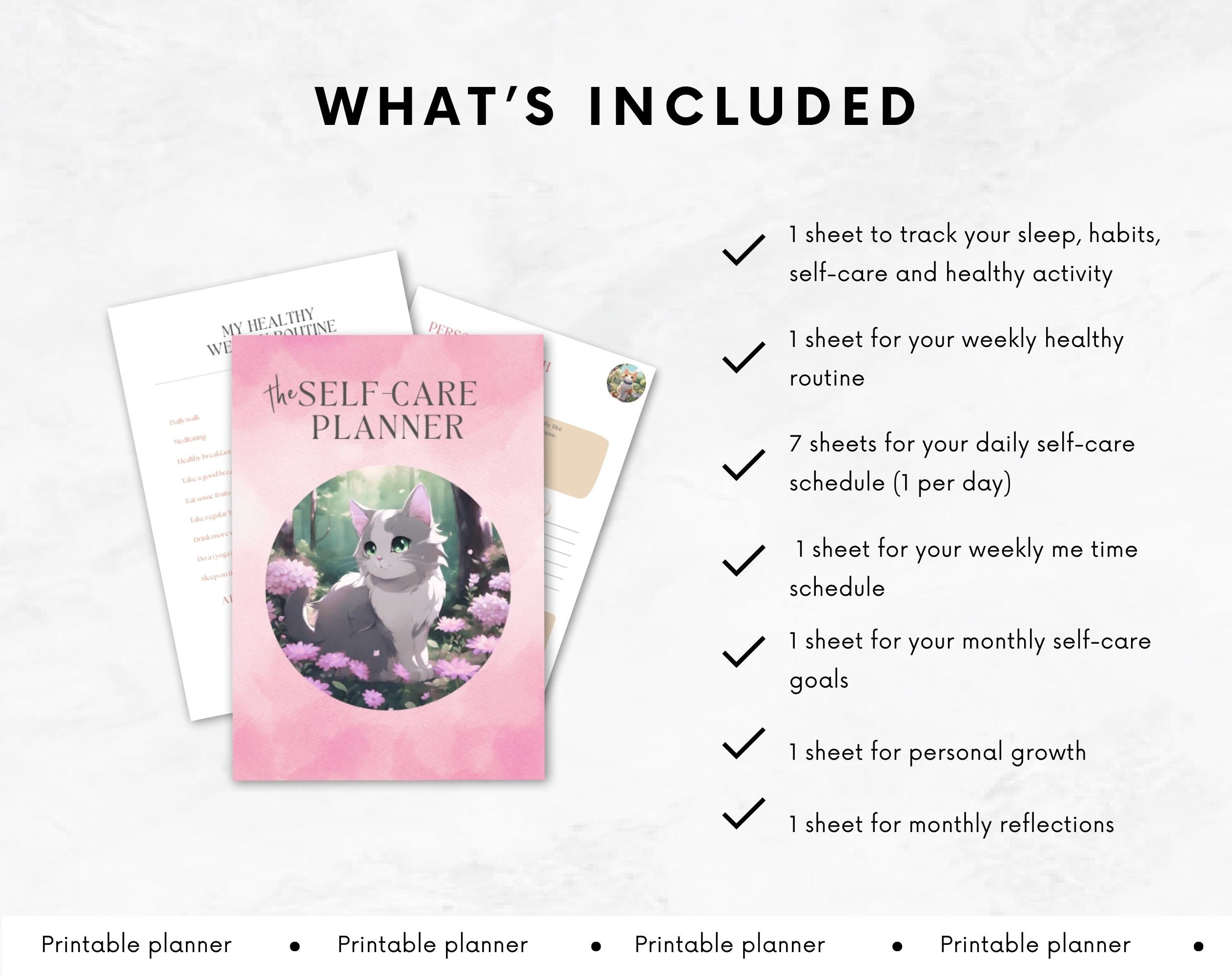 Self Care Planner Printable, Mental Health Planner, Mindfulness Journal ...