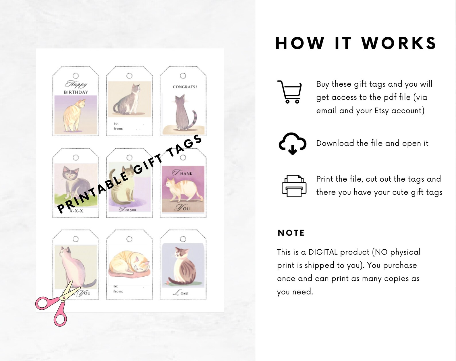 Kawaii Gift Tags Printable | Gift Tags Download | Cute Gift Tags | Cat ...