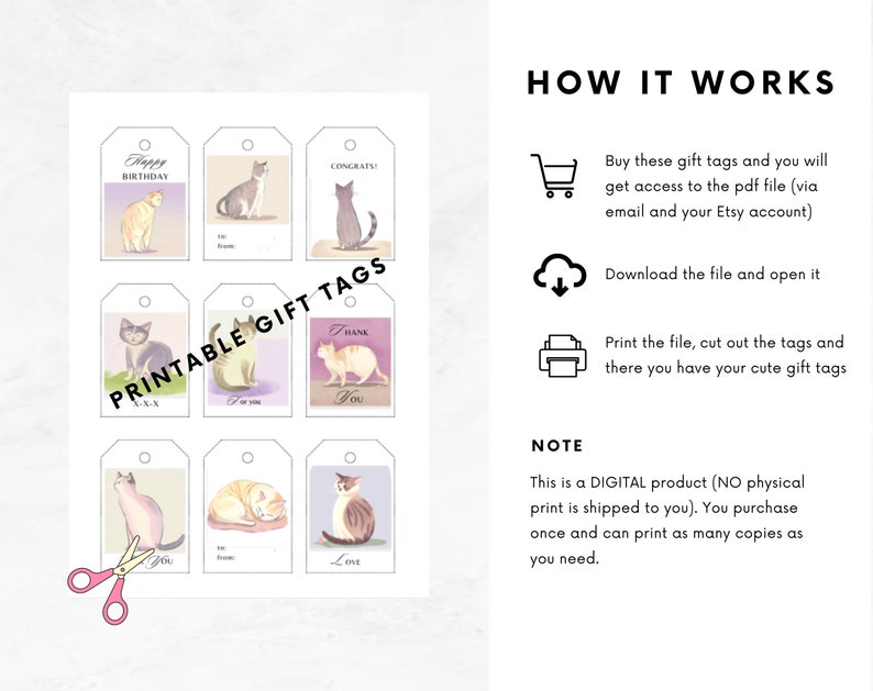 Kawaii Gift Tags Printable | Gift Tags Download | Cute Gift Tags | Cat ...