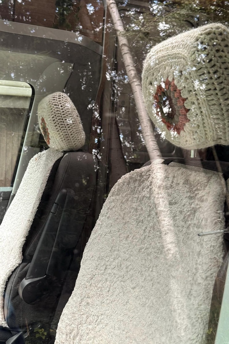 Granny Square Crochet Car Headrest Cover Pattern PDF | DIY Crochet Car ...