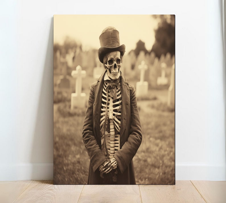 A Gothic Print of a Skeleton Gentleman in a Top Hat - Etsy