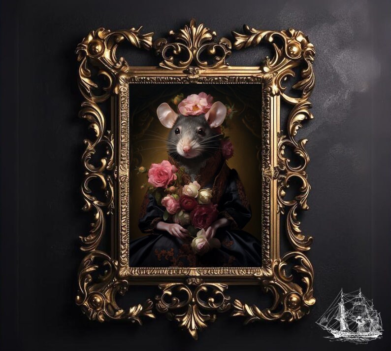 Gothic Rat Wearing Dress Vintage Poster, Art Poster Print, Home Decor ...